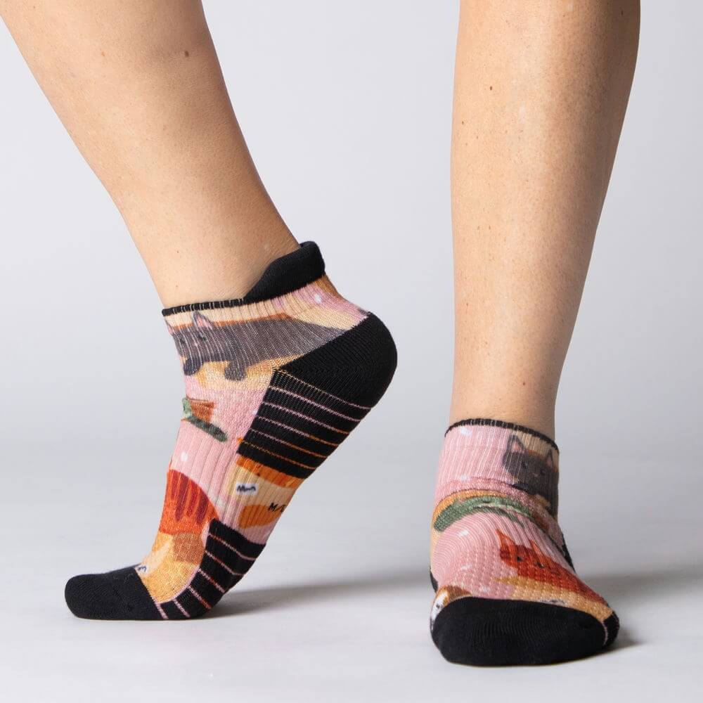 Cats in Boxes Ankle Compression Socks by Viasox for Everyday Comfort
